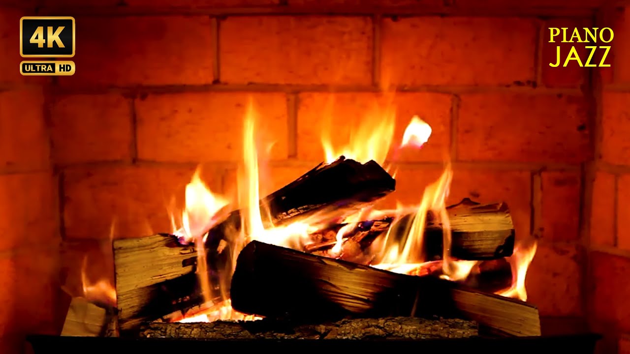 Tender Piano Jazz Music & Soft Crackling Fireplace Sounds 🔥 Cozy ...