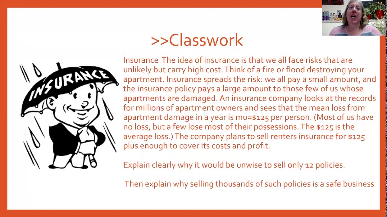 Math 113 Ch 15C (Law of Large Numbers and Insurance) - YouTube