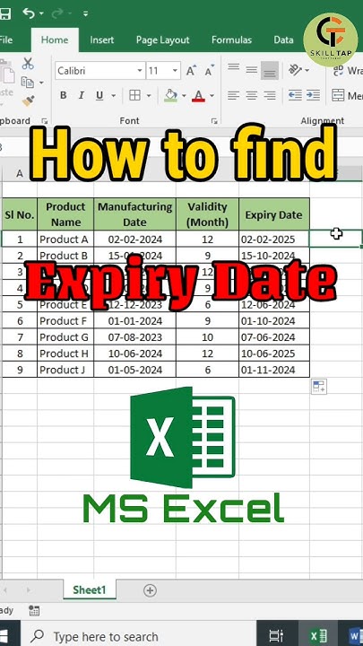 Find Expiry Date in Excel #shorts #viral #excel #exceltutorial - YouTube