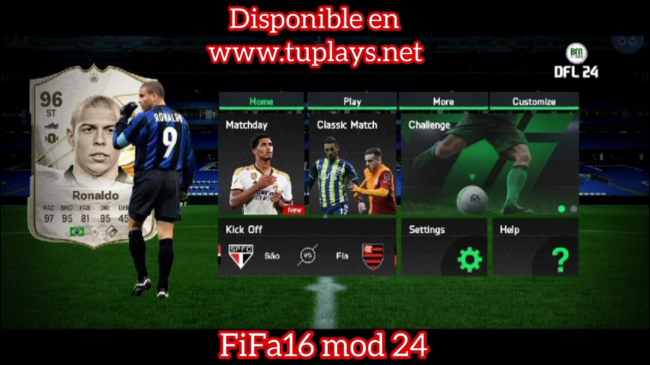 como descargar FIFA 16 mod 24 en android - YouTube