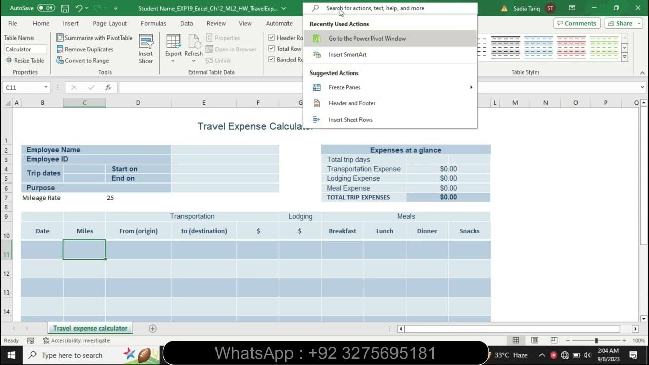 Exp19_Excel_Ch12_ML2_Travel_Expense | Excel Chapter 12 Mid-Level 2 - Travel Expense - YouTube
