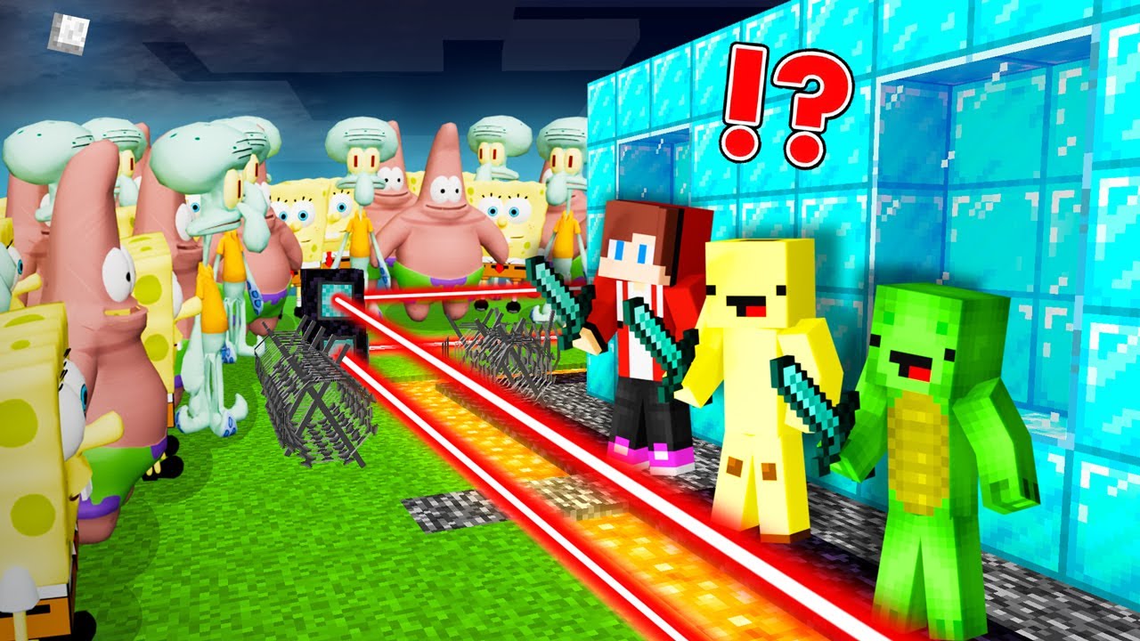 JJ and Mikey Found SPONGEBOB and PATRICK and SQUIDWARD in Minecraft ...