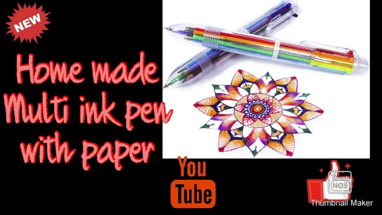 Home made multi ink pen with paper - YouTube