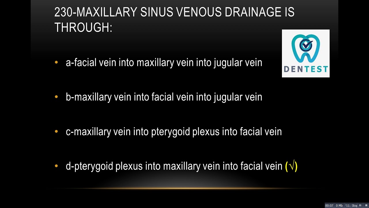 Maxillary sinus venous drainage MCQ - YouTube