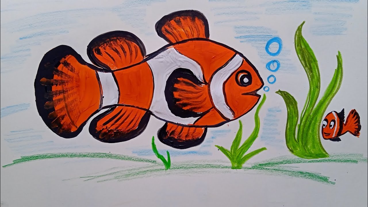How to draw Ocellaris clownfish#how to dra Nemo fish#drawing tutorial# ...