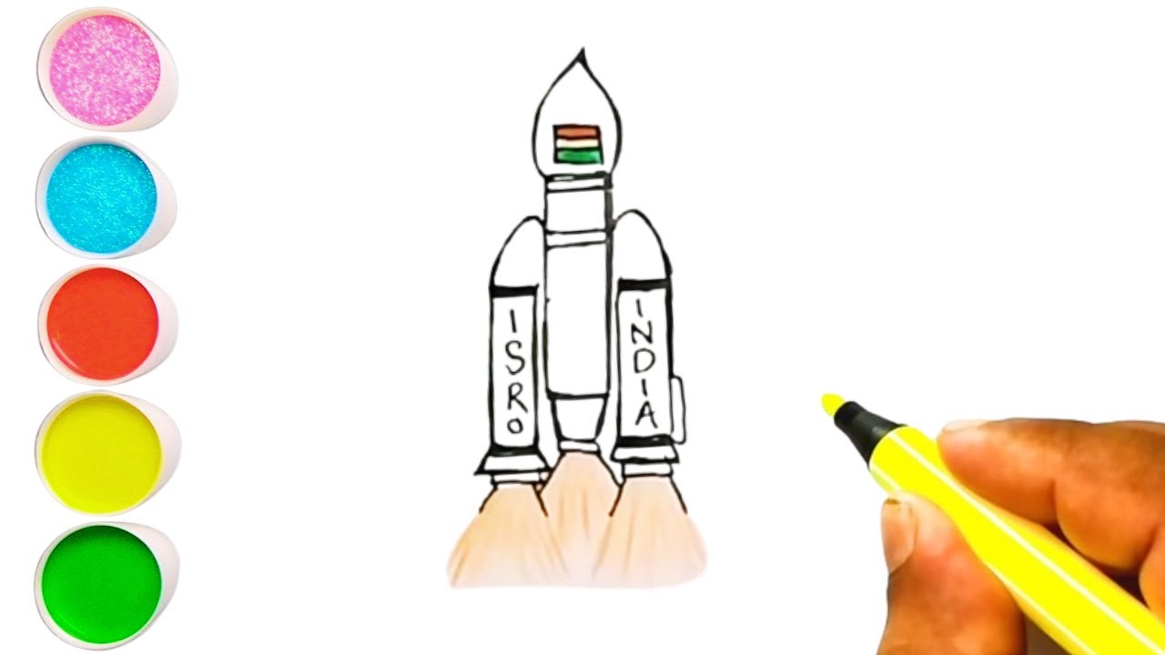 Rocket drawing, isro indian rocket drawing, magic fingers art, how to ...