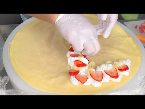japanese street food - creamy crepe compilation