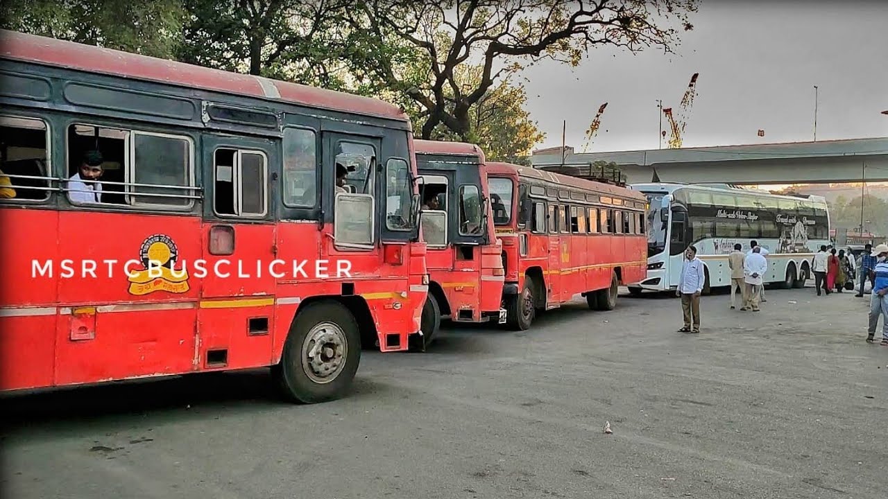 MSRTC Lalpari Buses & KSRTC Volvo Bus at Swargate Bus Station,Pune ...