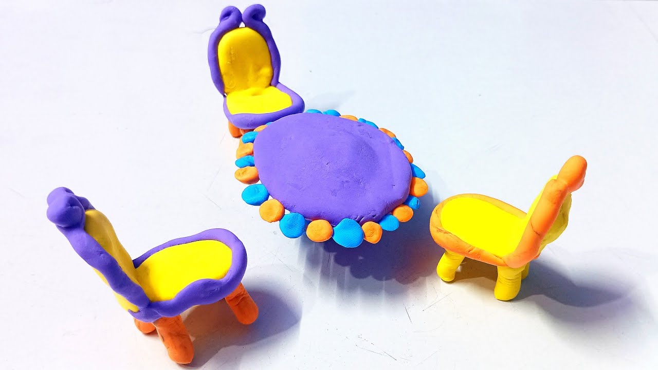 DIY How to make polayer clay miniaturi Dining Table and Chair Set l ...