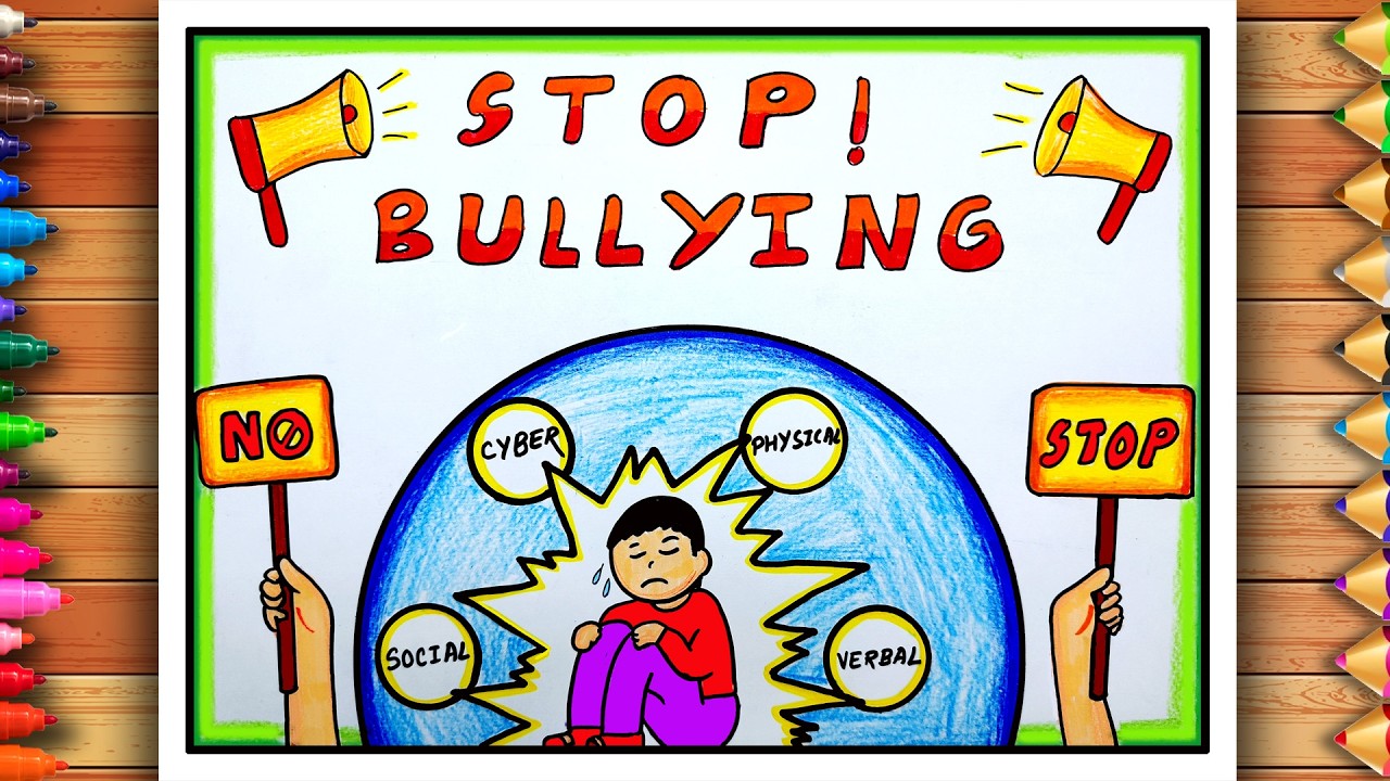 Stop Bullying Poster Drawing | Anti Bullying Awareness Drawing | How to ...