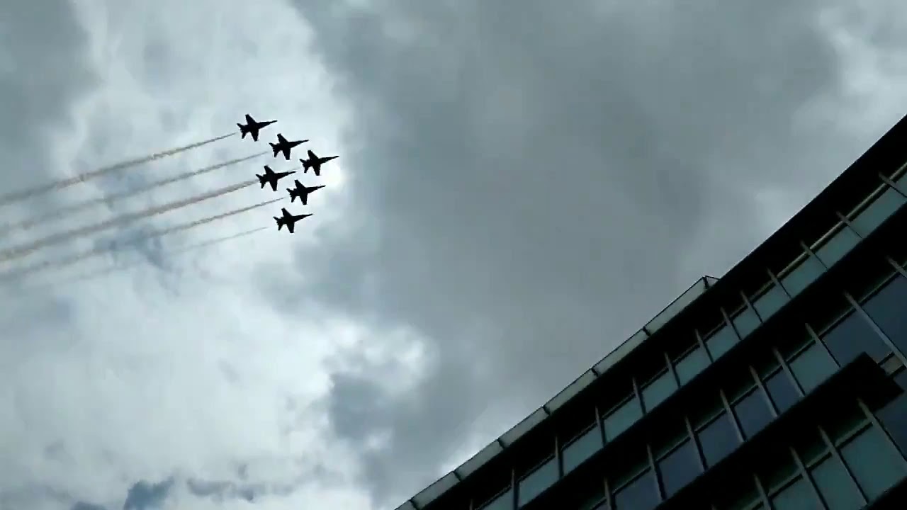 May 12, 2020 - Blue Angels Fly Over Monument Circle in Downtown ...