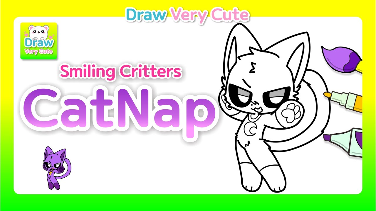 Drawing & Coloring CatNap Smiling Critters how to draw a cute Cat ...
