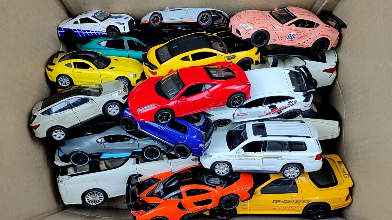 Box Full of Model Cars -Mazda Mx5, Koenigesgg Jesko, Lamborghini Scv12 ...
