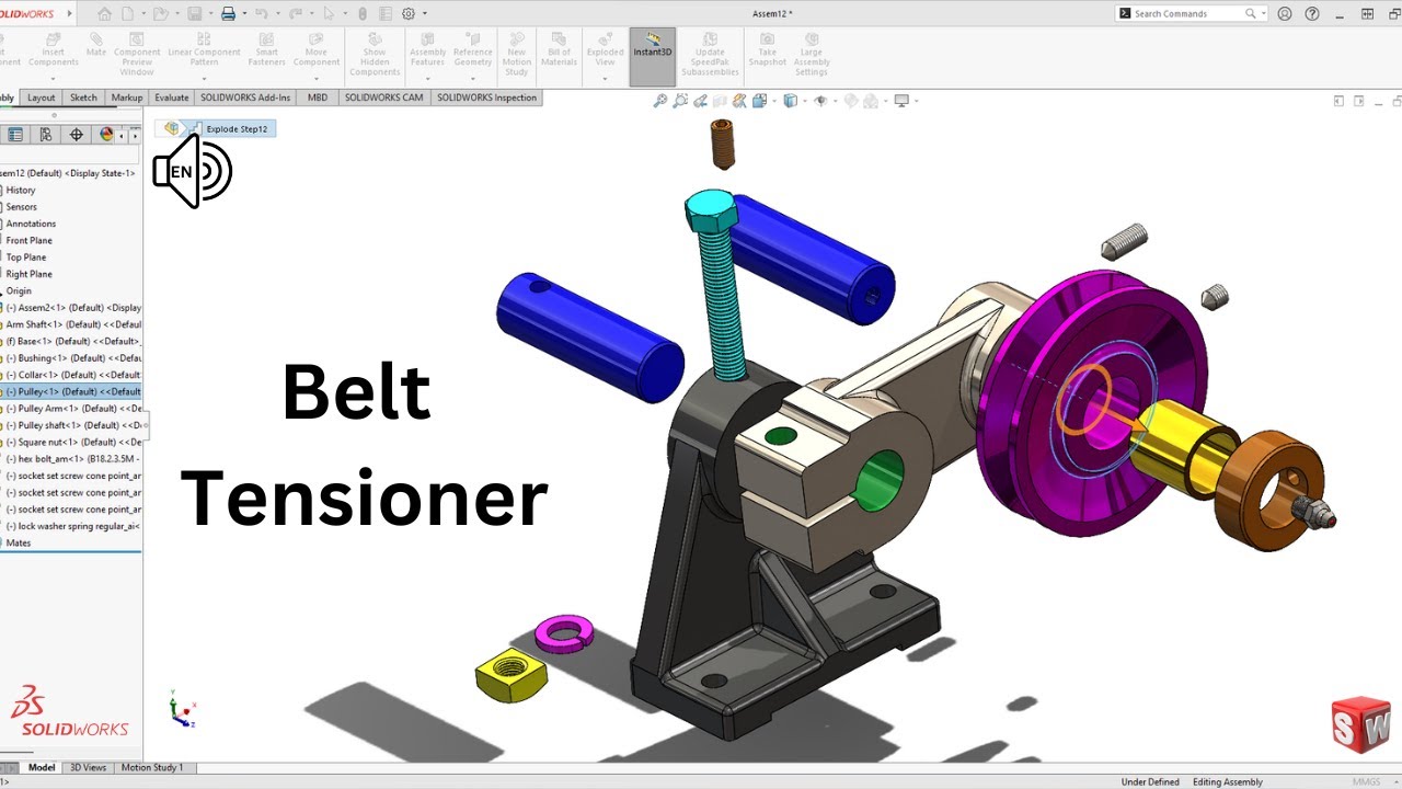 Belt Tensioner Assembly SolidWorks Tutorial 2025! - YouTube