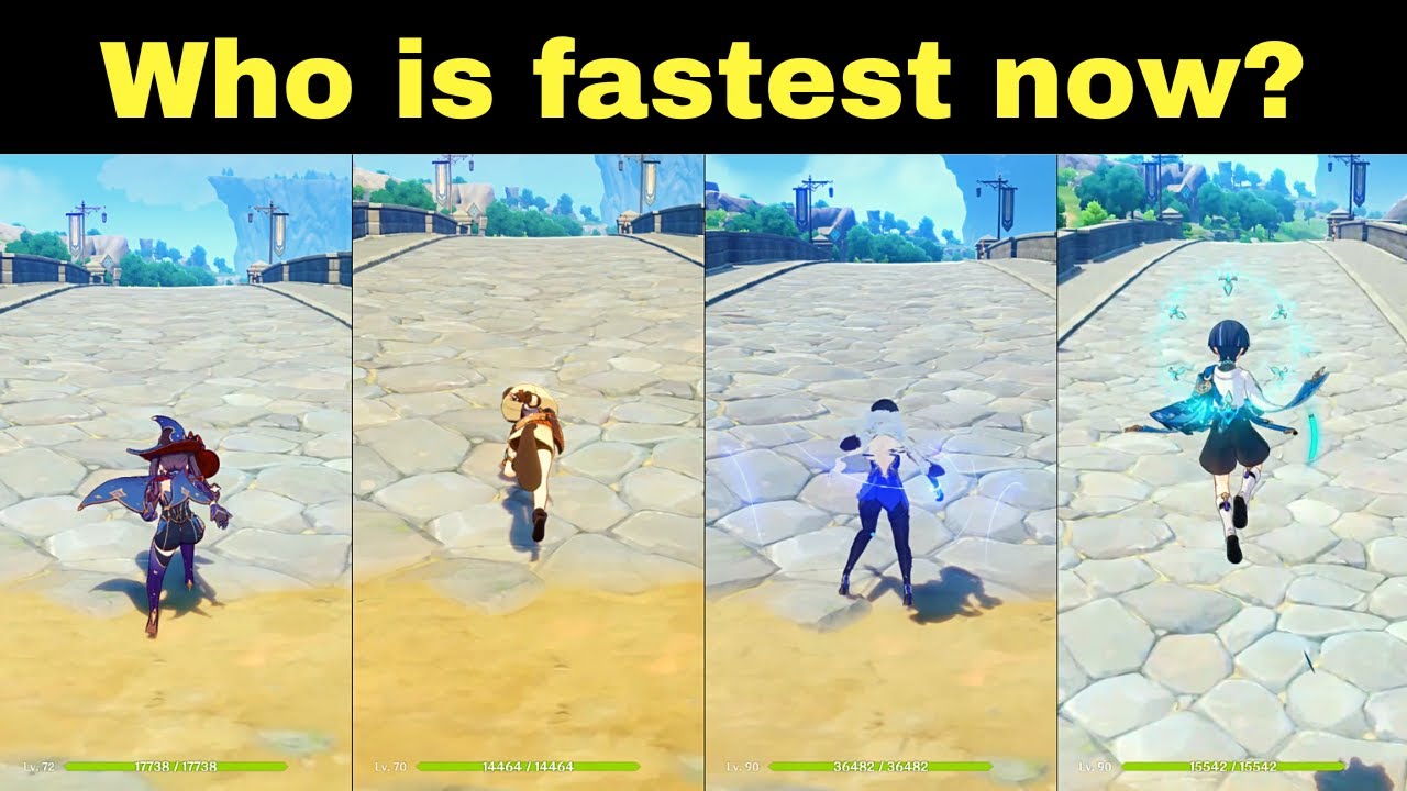Wanderer vs Yelan vs Sayu vs Mona (Sprint Race) - YouTube