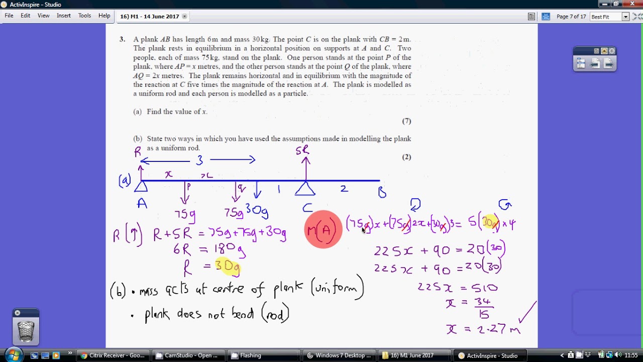 16) Edexcel M1 - 14 June 2017 Q3 - YouTube