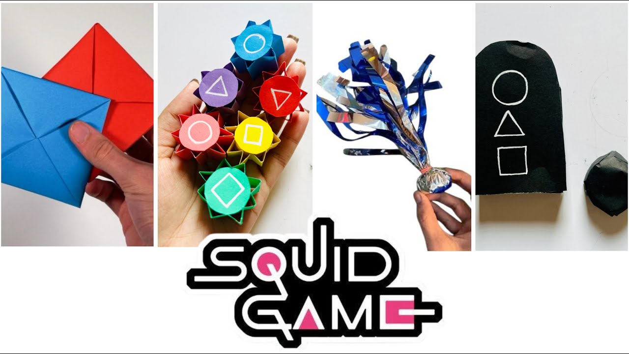 DIY all games of Squid Game | How to make paper Gonggi,DDKJI,Flying ...