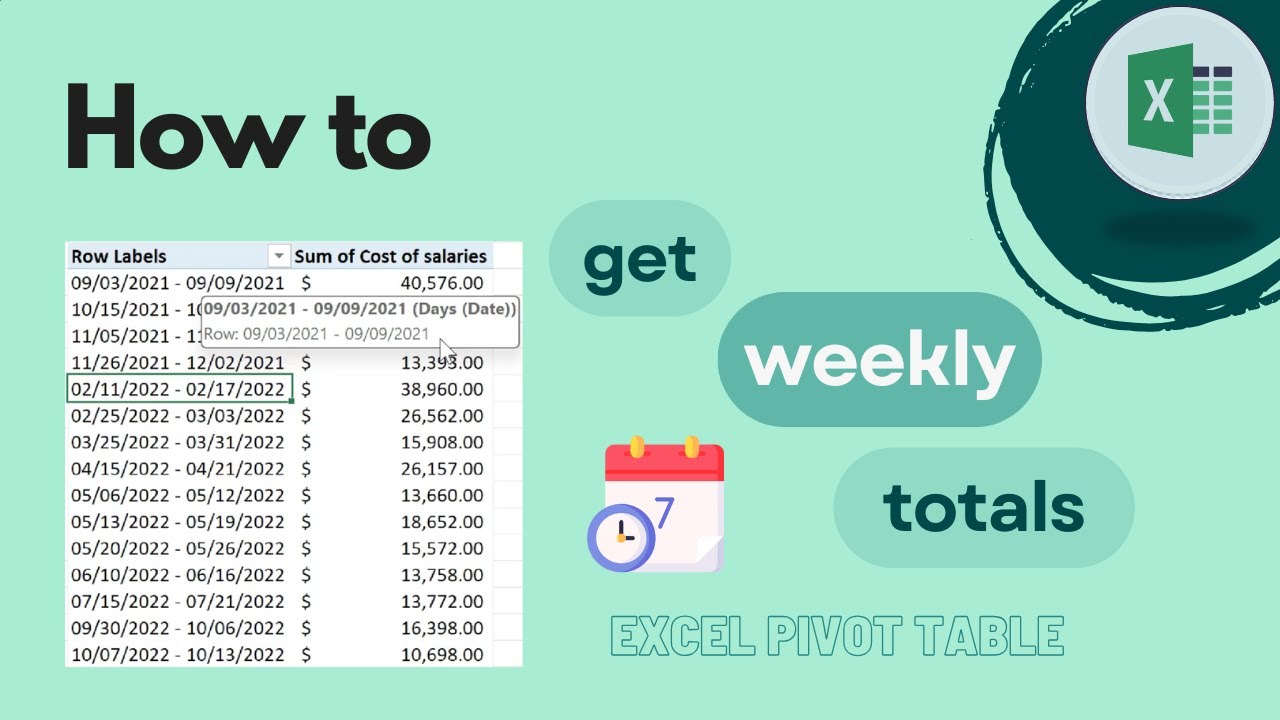 Excel Pivot Table How To Get Weekly Totals YouTube Excel Pivot Table How To Get Weekly Totals YouTube