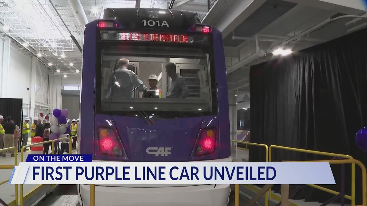 First Purple Line car unveiled - YouTube