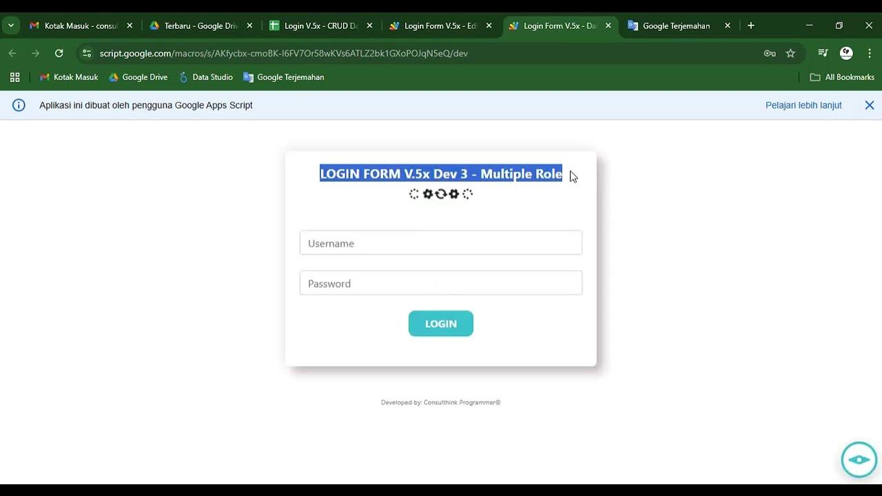 Login Form with Google Apps Script - CRUD | DataTables | Multiple Role Access Dev 3 (Demo) - YouTube
