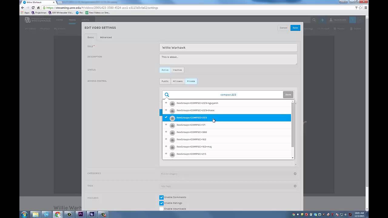 VBrick Rev: Edit Video Settings - YouTube
