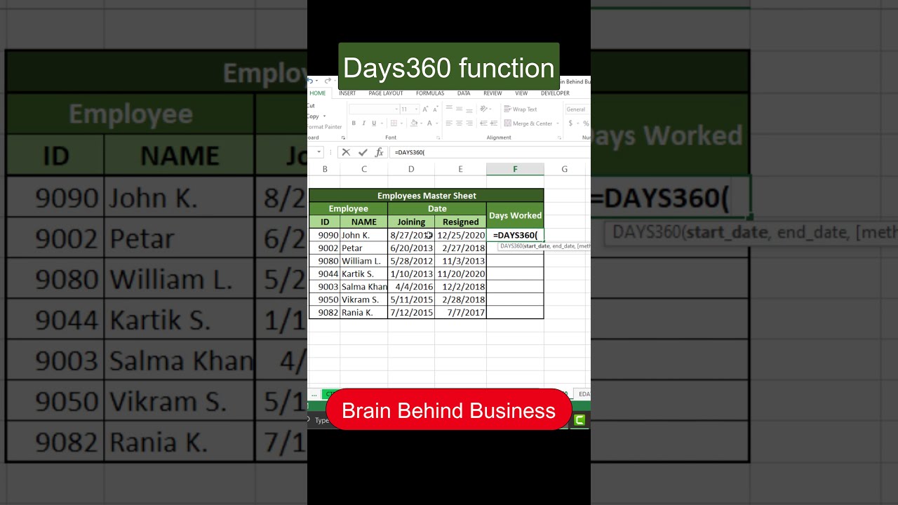 Excel Days360 Formula In Excel Count Days From Dates Days360 Excel Days360 Formula In Excel Count Days From Dates Days360