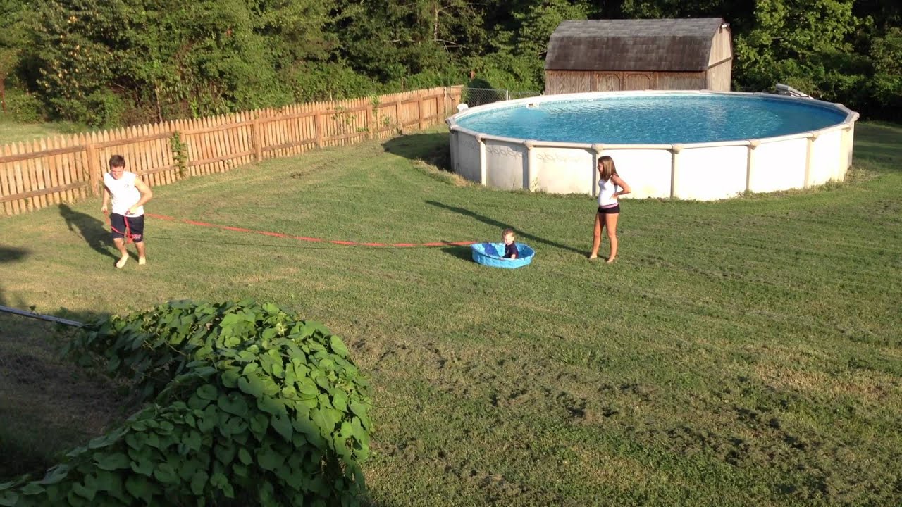 Toddler, 2 teens, dog leash, & pool = Redneck Summer Fun - YouTube