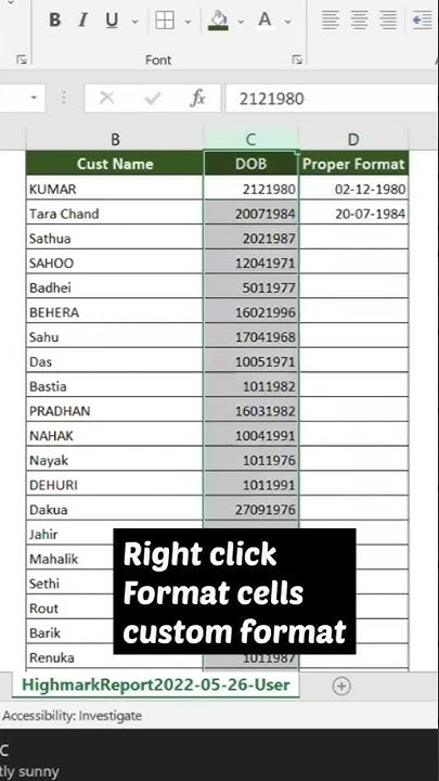 How to set date format in excel #excel #exceltips #exceltutorial - YouTube