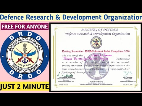 DRDO Free Traning With Certificate | Free drdo Course Certificate | Defence Research ...