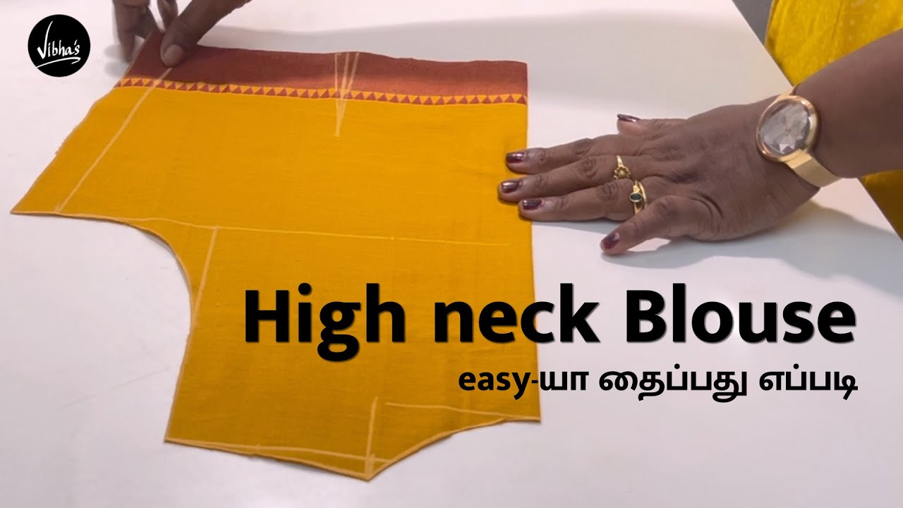 High neck blouse cutting | Close neck blouse cutting and stitching ...