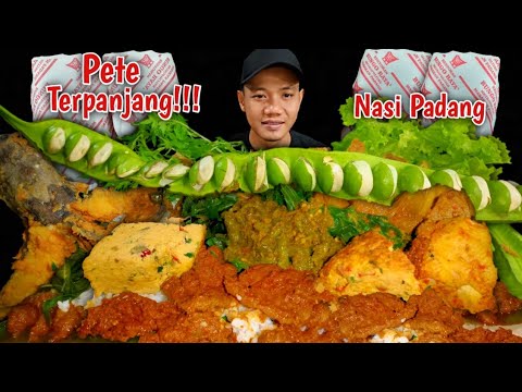 MUKBANG 🛑🛑 nasi Padang jumbo menu lengkap +lalapan mentah Pete super ...