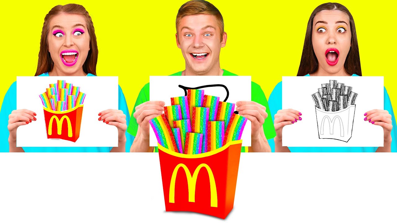 Who Draws it Better Take The Prize | Funny Food Challenges by Fun - YouTube