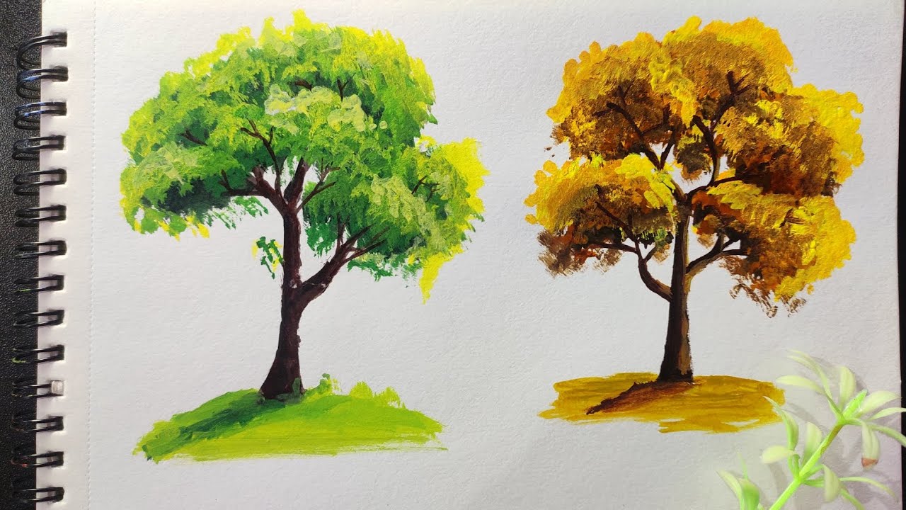 How To Paint a Tree🌳Part-2 ।। Easy Technique😍।। Acrylic Colour 🎨 - YouTube
