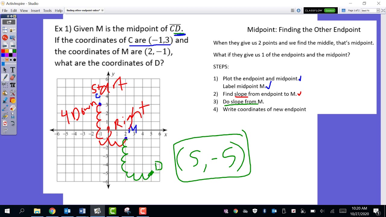 Midpoint Finding the other Endpoint - YouTube