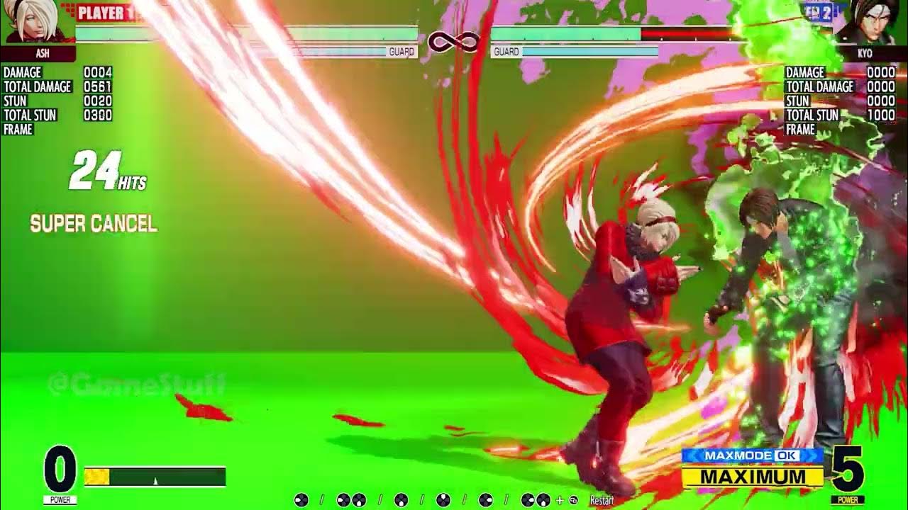 [ KOF XV ] ASH CRIMSON MIDDLE SCREEN CROSS UP STUN COMBO 57 HITS - YouTube