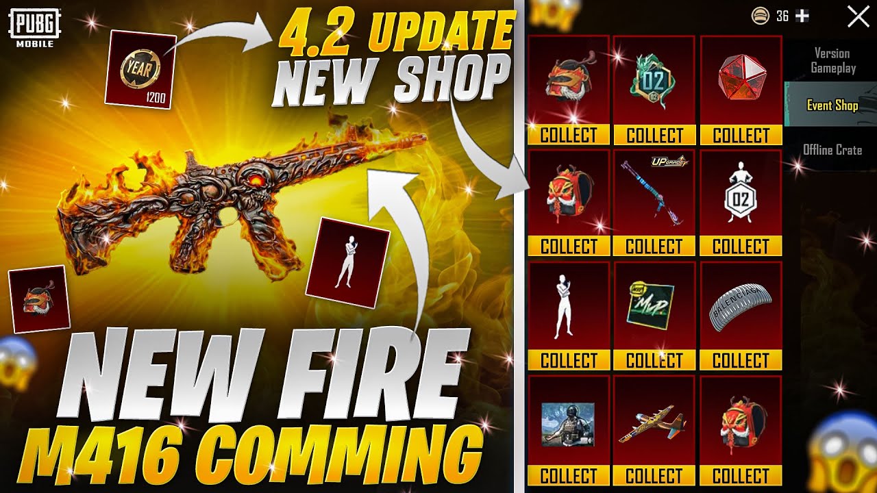 New Fire Upgradable M416 Coming | 4.2 Update New Shop and Free Rewards ...