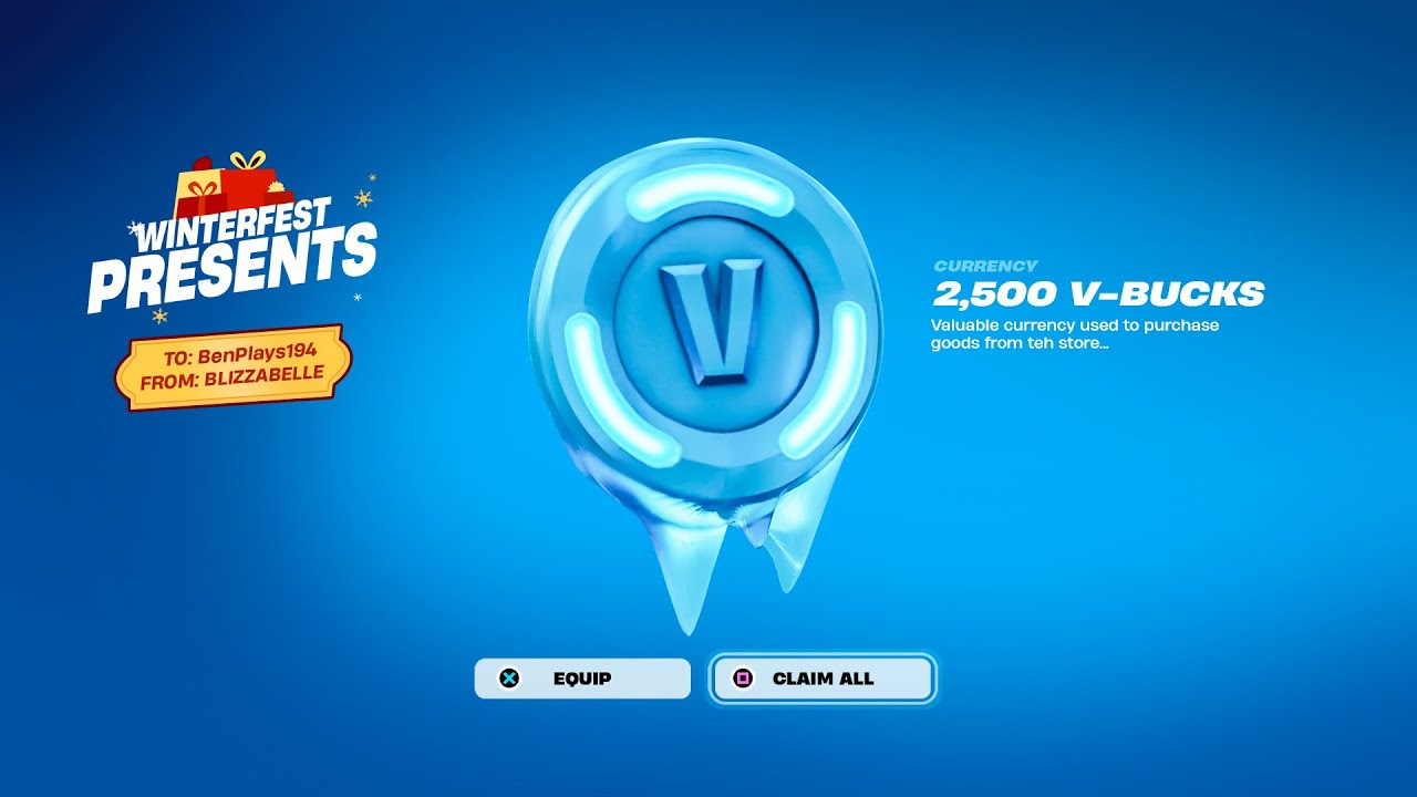 FREE V-BUCKS PRESENT for EVERYONE! - YouTube