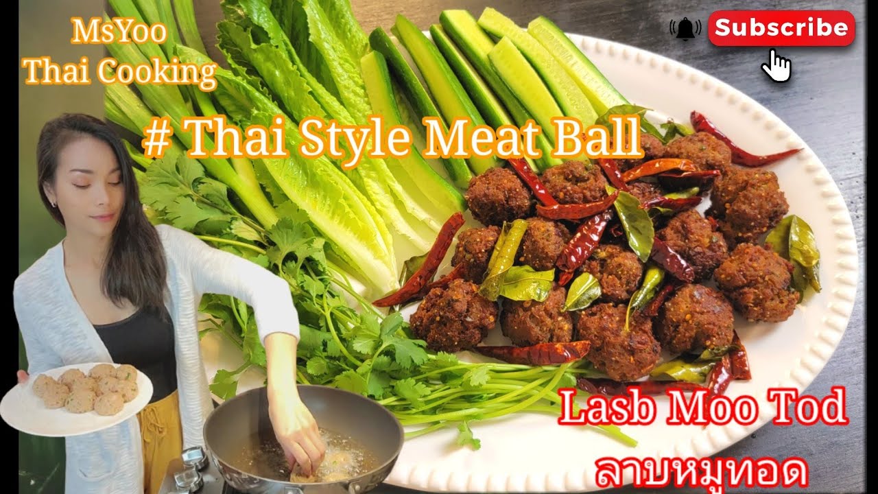 Thai Style Meat Ball #Laab Moo Tod - ลาบหมูทอด - YouTube