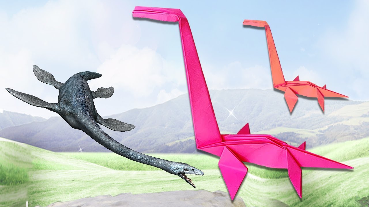 Dinosaur | How to make origami 3D Elasmosaurus | For Kids Learning ...