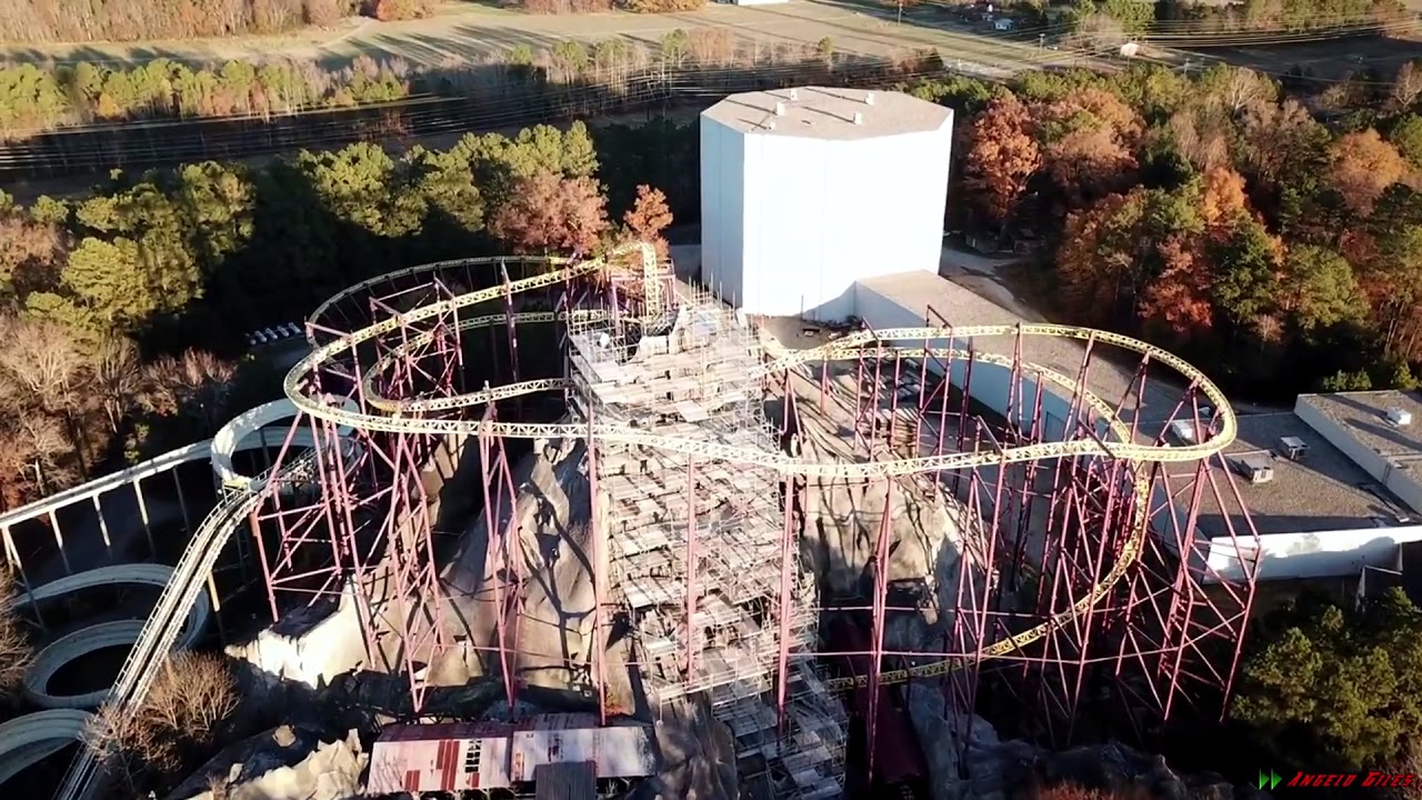 Volcano At Kings Dominion Being Worked On +Aerial Footage | Episode 17 ...