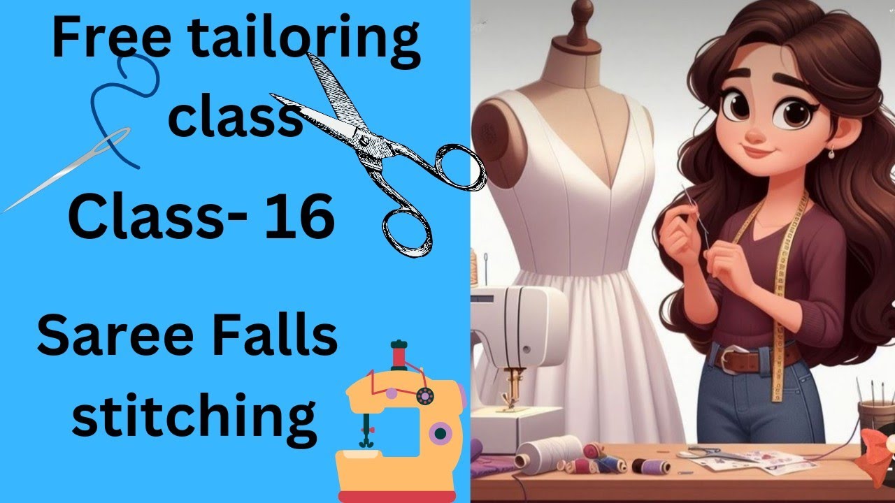 Class-16 saree falls stitching practice for beginners - YouTube