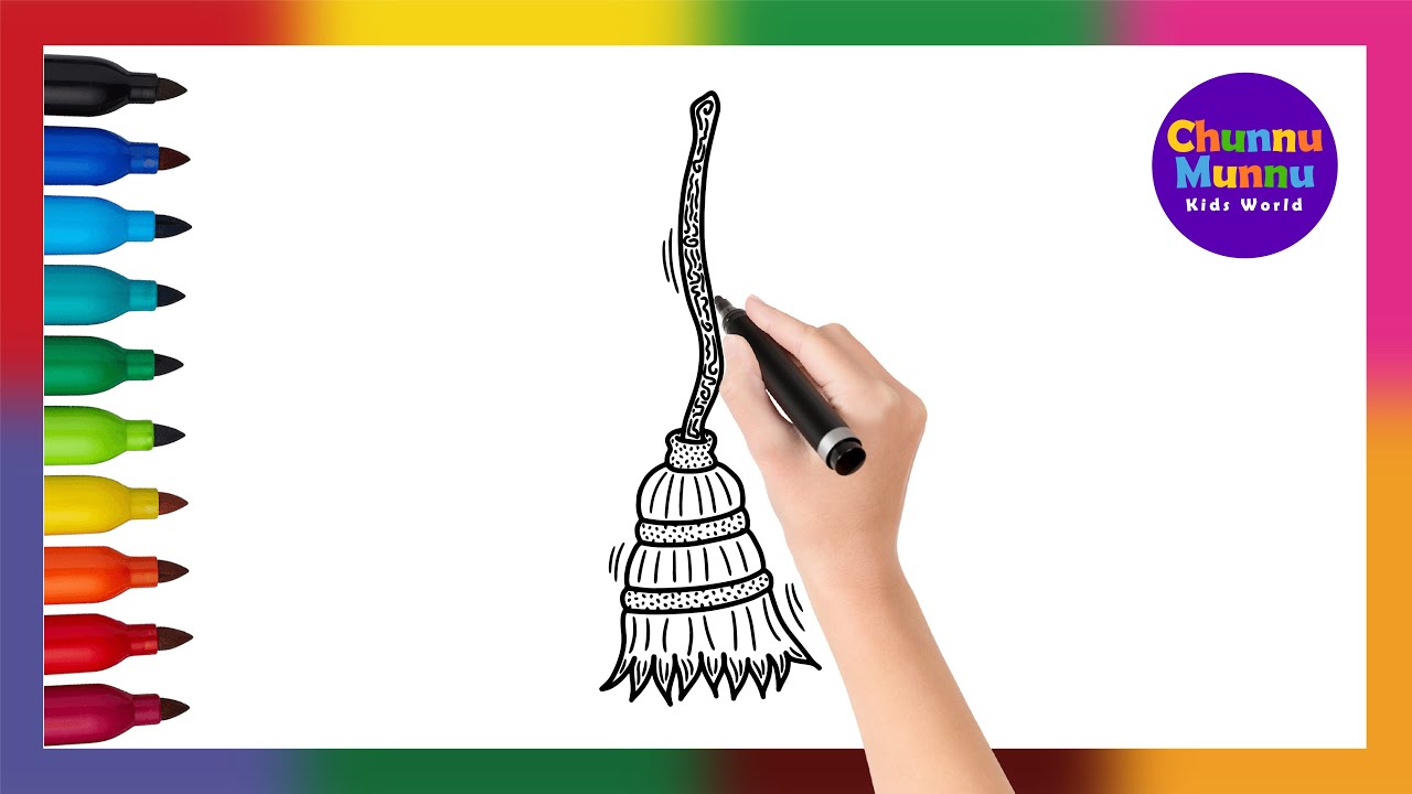 broom painting & coloring page marker pen for kids & toddlers | chunnu ...