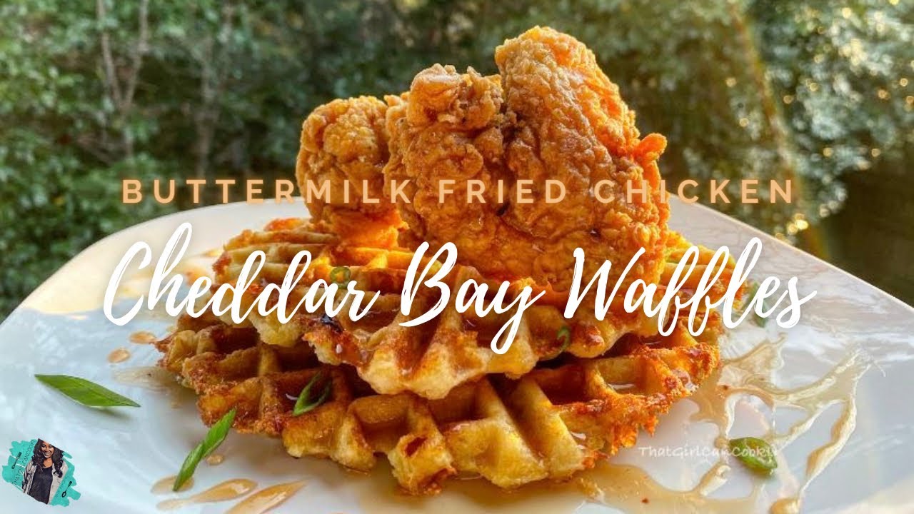 THE BEST CHICKEN AND CHEDDAR BAY WAFFLES + SWEET & SPICY HONEY | EASY ...