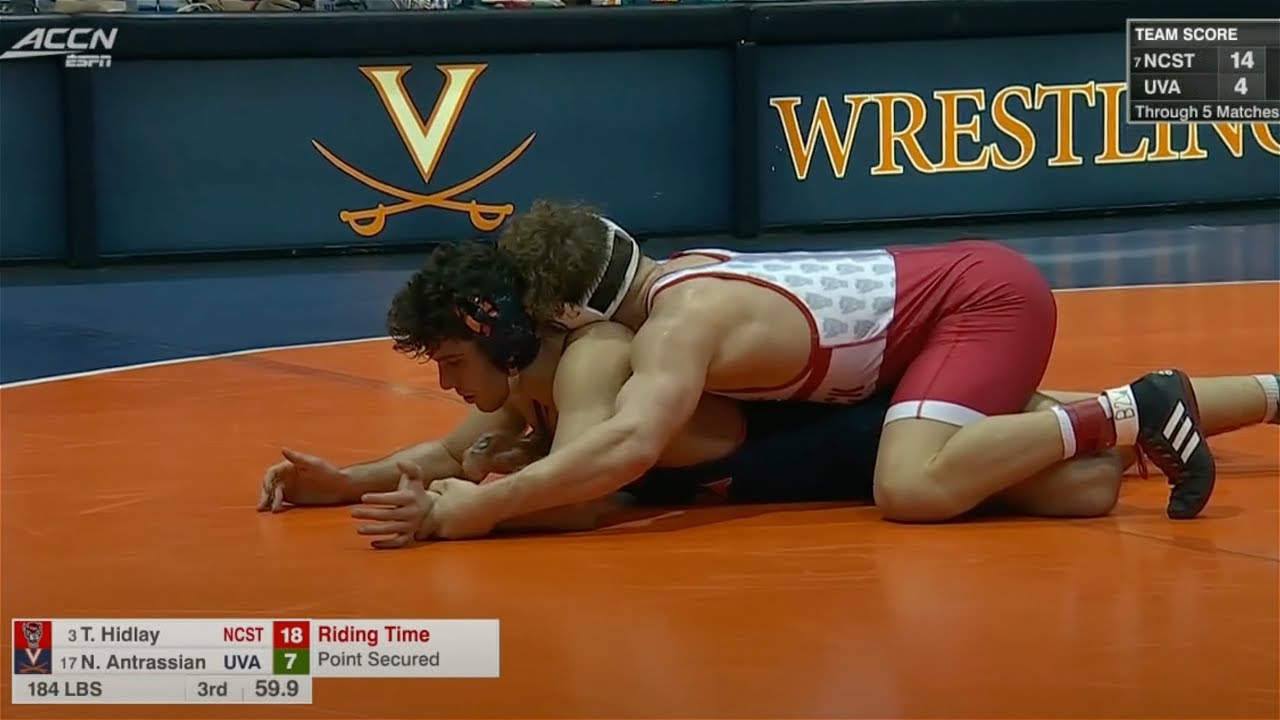 184lbs Trent Hidlay (NC State) vs Neil Antrassian (Virginia) - YouTube
