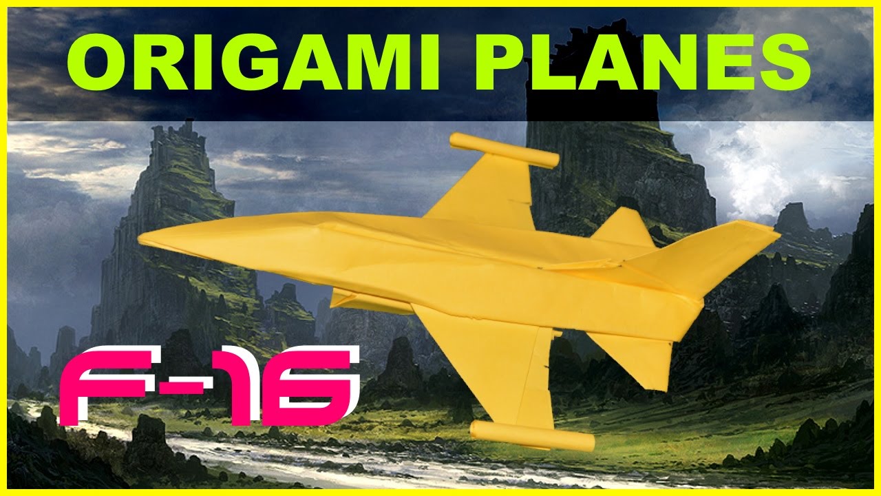 Origami Planes - Origami F-16 Falcon with no cuts and no glue - YouTube