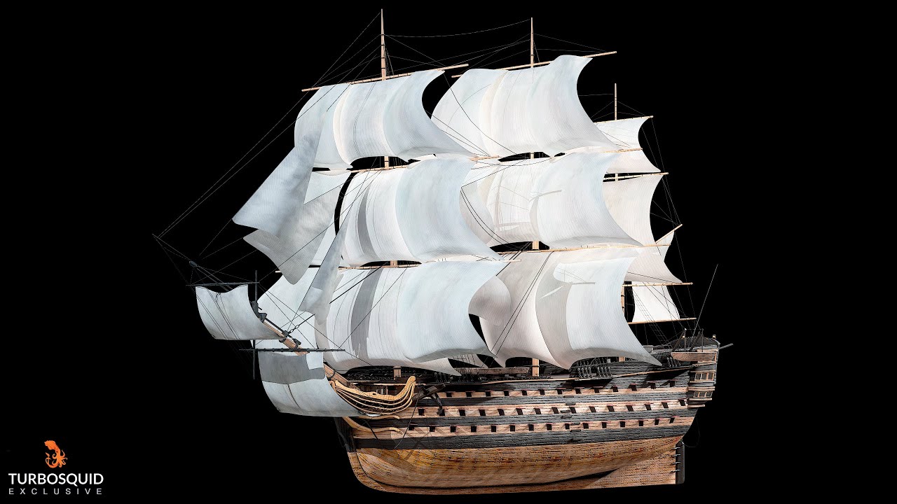 Ship Of The Line - Royal Ship 3D Model Turntable - YouTube