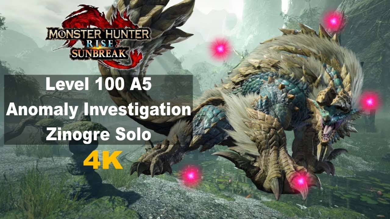 MHR Sunbreak Lvl 100 A5 Anomaly Investigation Solo - Zinogre - YouTube