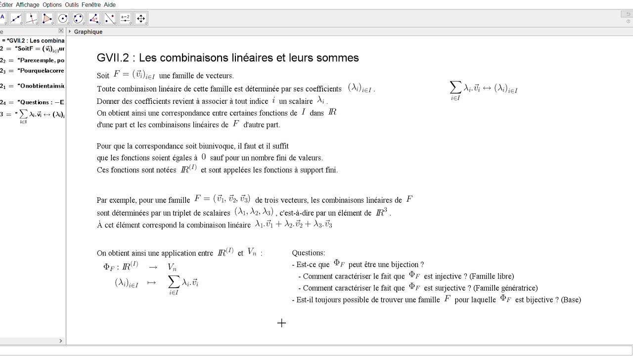 GV II2 Géométrie vectorielle : Sommes de combinaisons linéaires - YouTube