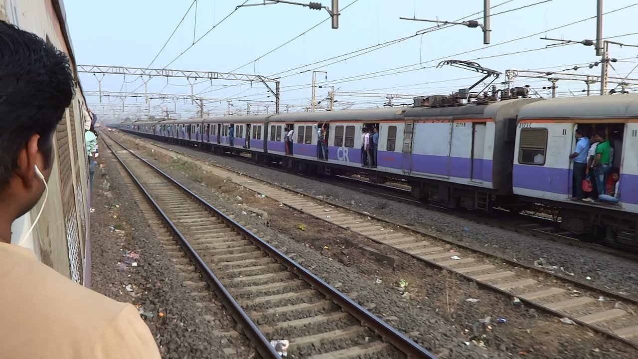 Mega Race : Fast Local vs Slow Local : Central Railway Mumbai - YouTube
