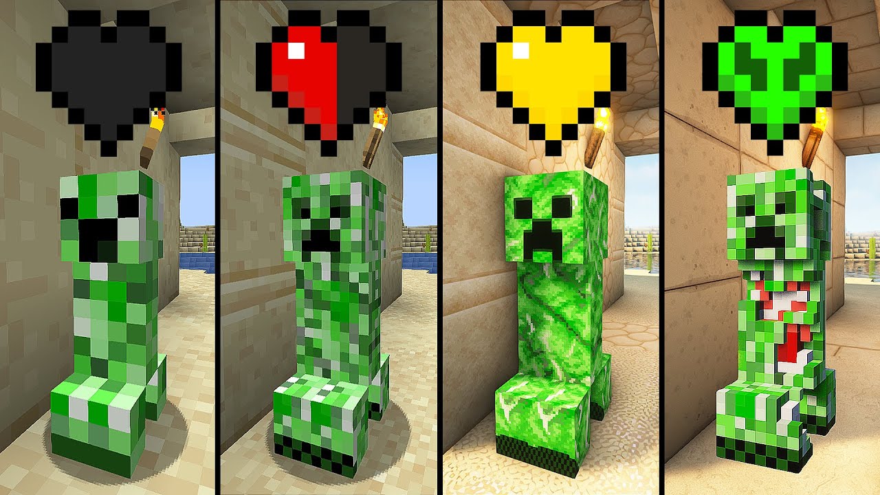 minecraft creeper with different hearts - YouTube
